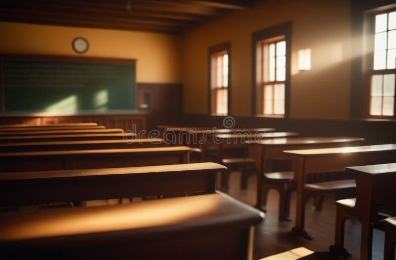 Empty Defocused University Classroom. Blurred School Classroom without ...