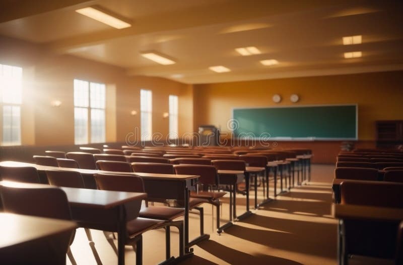 Empty Defocused University Classroom. Blurred School Classroom without ...