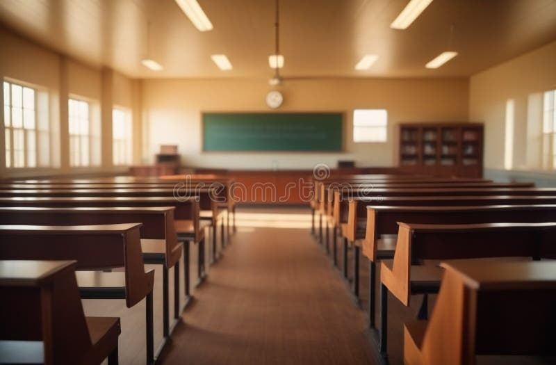 Empty Defocused University Classroom. Blurred School Classroom without ...