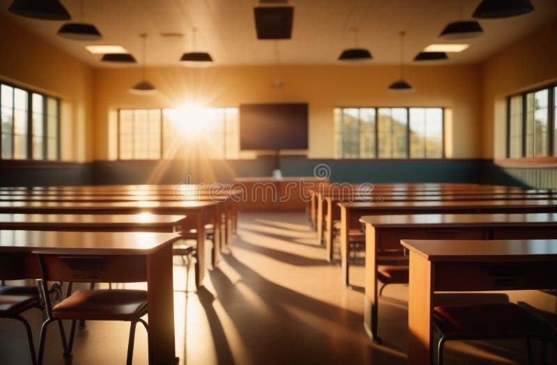 Empty Defocused University Classroom. Blurred School Classroom without ...