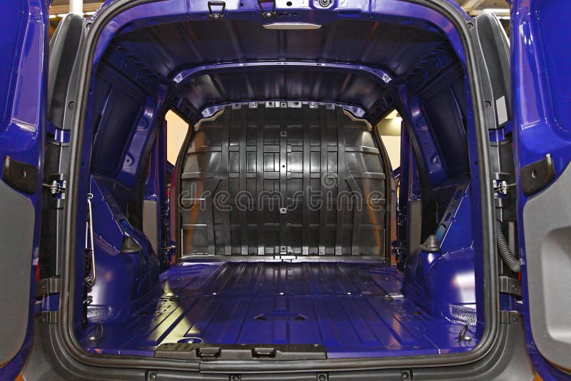 Empty Minivan Car with Open Doors on City Parking Stock Photo - Image ...