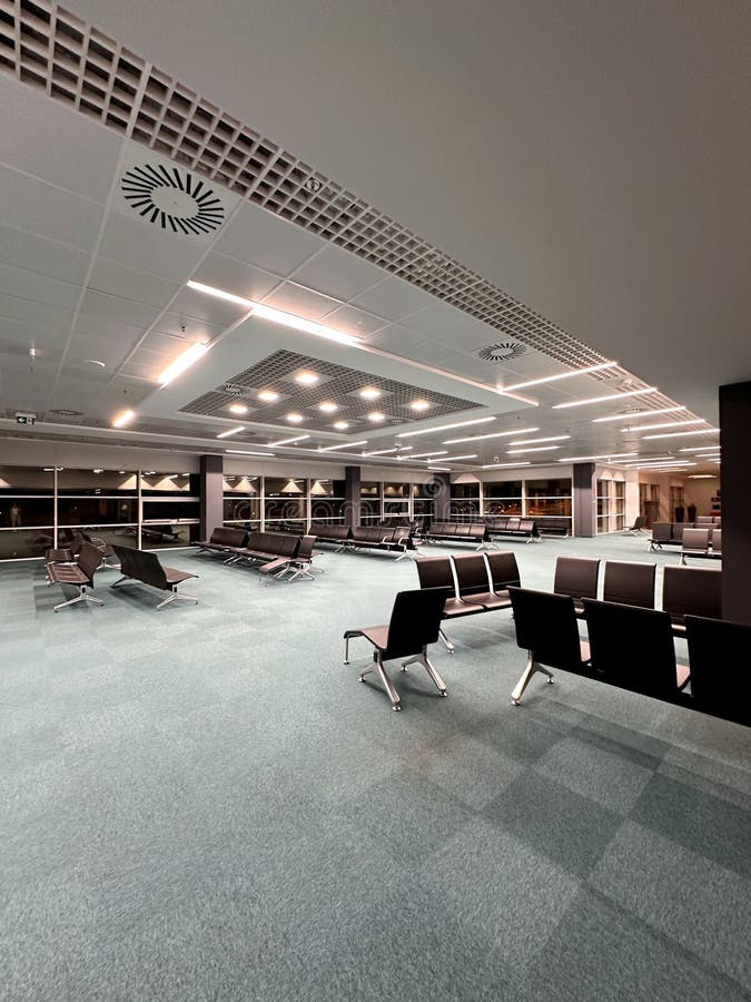 Empty Departure Waiting Room in Front of the Gate. Vertical Photo Stock ...