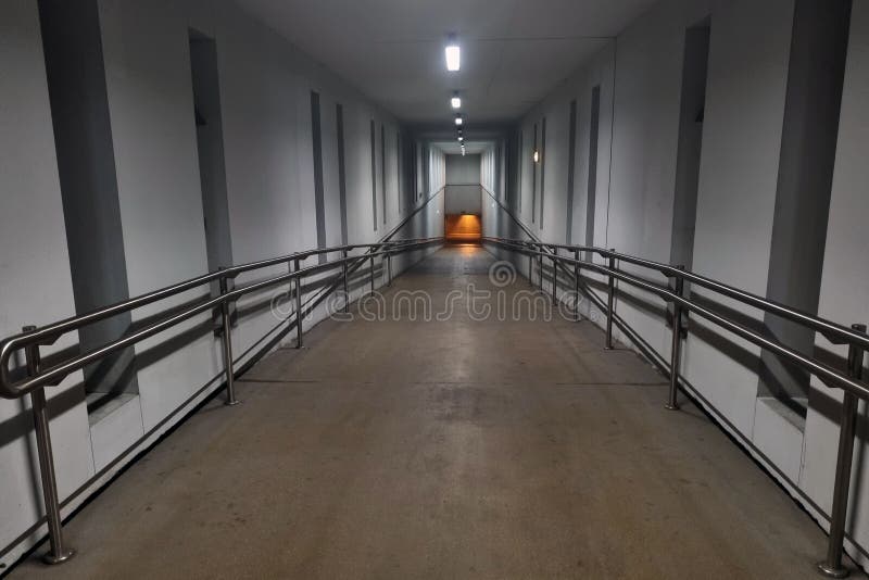 An Empty Descent Down To the Subway or Garage. Stock Image - Image of ...