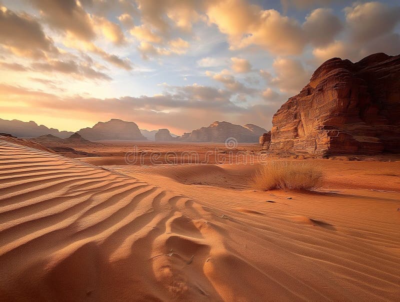 Empty Desert Landscape, Dramatic Sky Stock Photo - Image of scene ...
