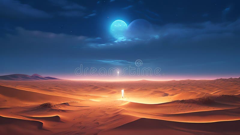 Empty Desert a Night that is Lite Background Stock Illustration ...