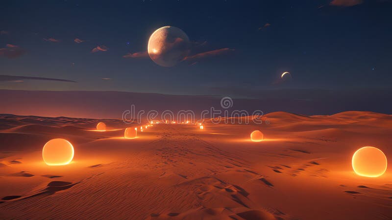 Empty Desert a Night that is Lite Background Stock Illustration ...