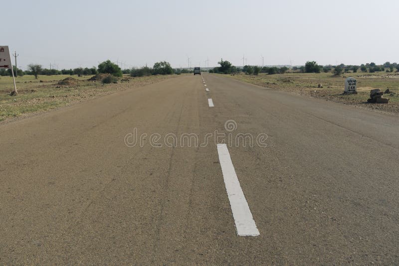 Empty Desert Road at Thar Desert,Rajasthan, India Stock Photo - Image ...