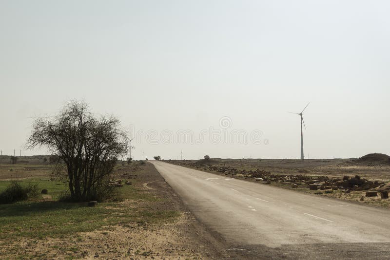 Empty Desert Road at Thar Desert, Rajasthan,India Stock Image - Image ...