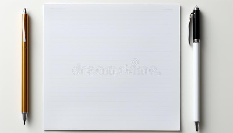 Empty Desk with Blank Paper, Pen, and Note Pad Generated by AI Stock ...