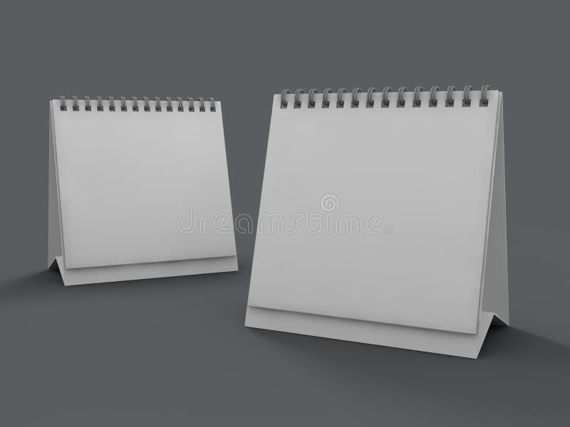 Empty Desk Calendar on Table. Mockup Design Concept Stock Illustration ...