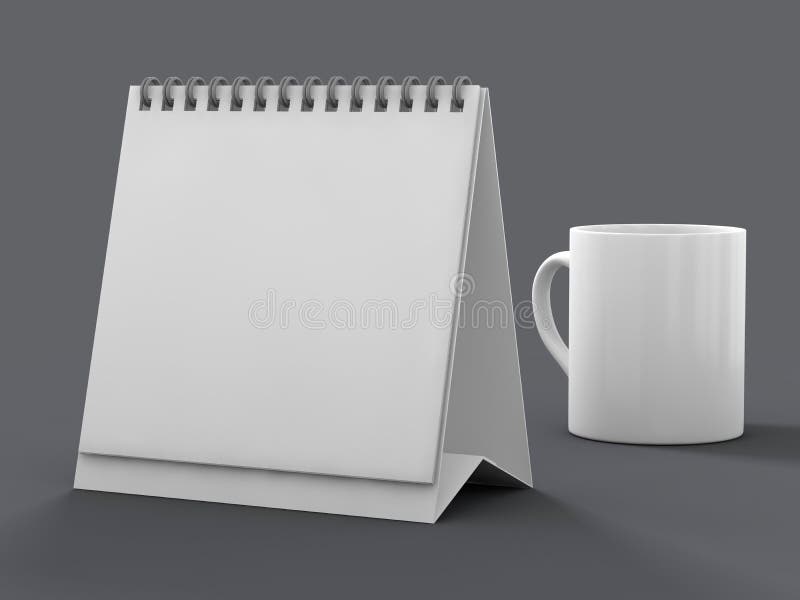 Empty Desk Calendar on Table. Mockup Design Concept Stock Illustration ...