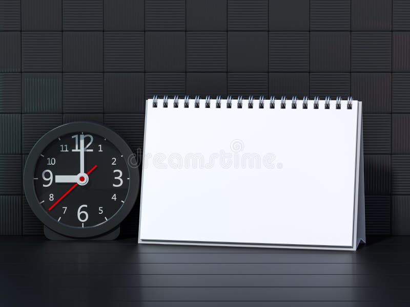 Empty Desk Calendar on Table. Mockup Design Concept Stock Illustration ...