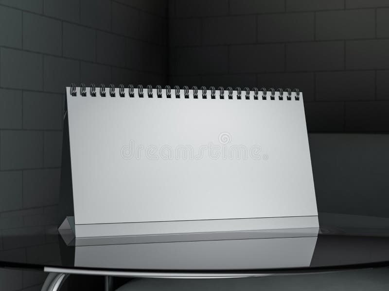 Empty Desk Calendar on Table. Mockup Design Concept Stock Illustration ...