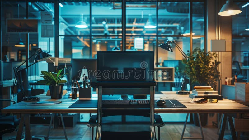 Empty Desk in a Modern Office Environment Stock Photo - Image of ...