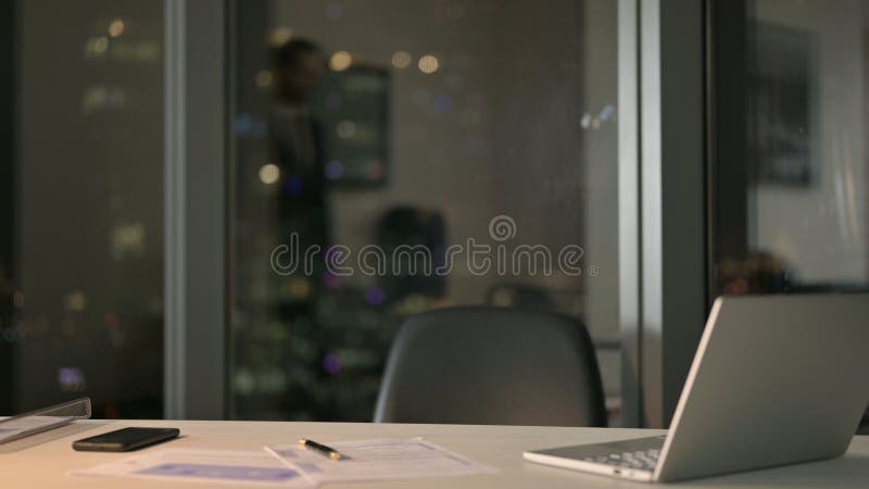 The Empty Desk in Office at Night Stock Image - Image of leaving ...