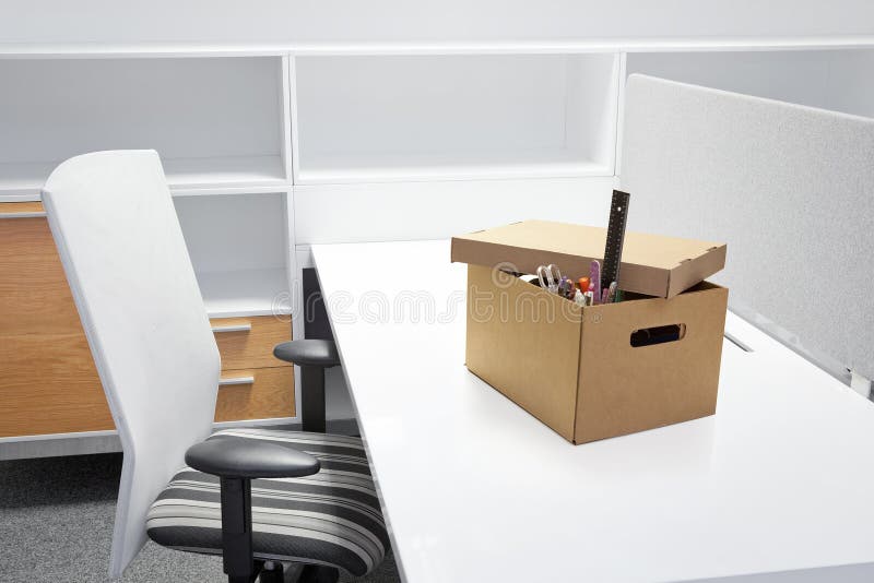 Empty Desk after Termination of Employment. Stock Photo - Image of ...