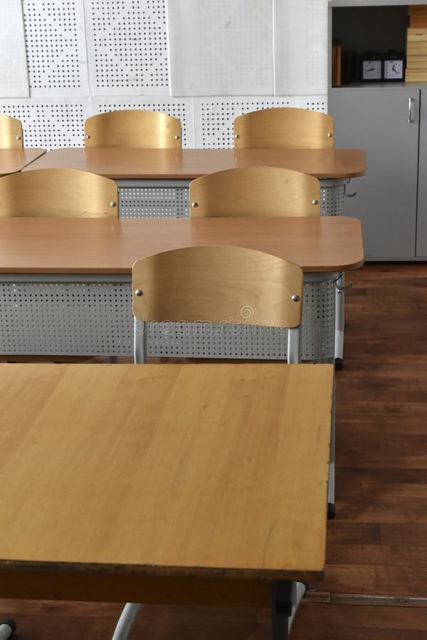 Empty Desks and Chairs at School. School Holidays Stock Photo - Image ...
