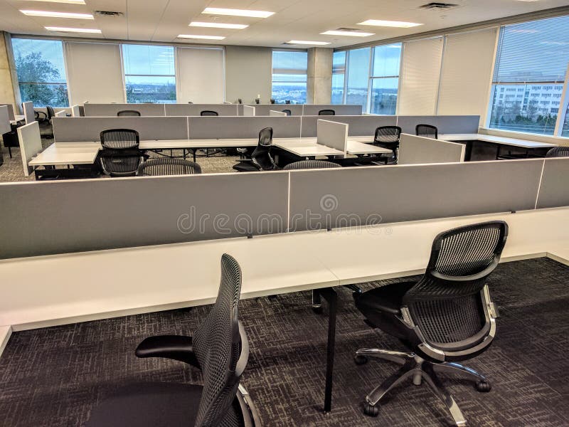 Empty desks in office stock photo. Image of interior - 84629188