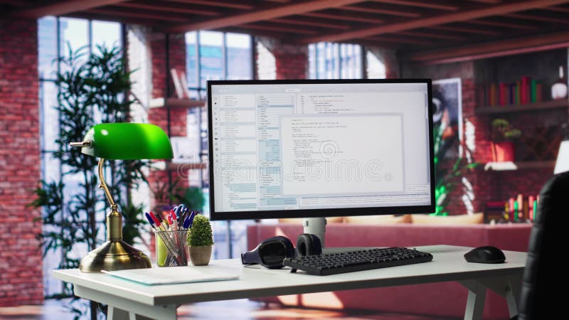 Empty Desktop Monitor Used for Software Development and Coding Stock ...