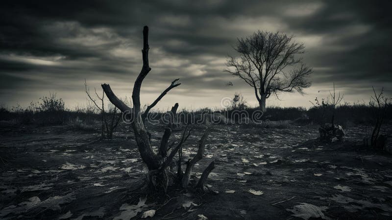 Empty and Desolate Landscape without Any Living Creatures or Buildings ...