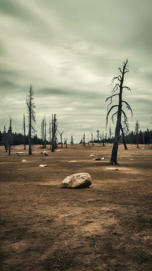 Empty and Desolate Landscape without Any Living Creatures or Buildings ...