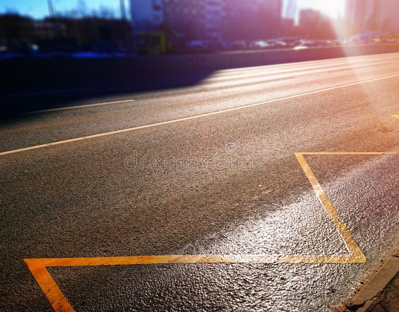 Empty Diagonal Road during Sunrise Time Background Stock Photo - Image ...