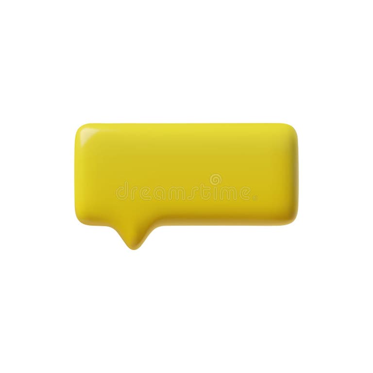 Yellow Chat Box Vector, 3D Social Media Icon on Isolated Background ...