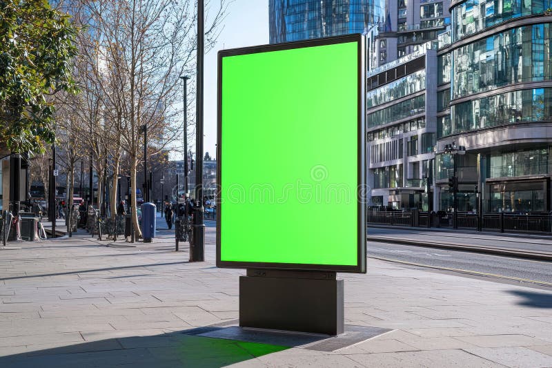 Empty Digital Billboard in London with Green Screen Area on Sunny Day ...