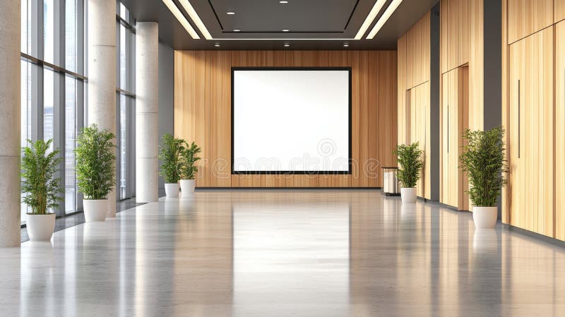 Empty Digital Signage Screen in Modern Lobby, Contemporary Interior ...