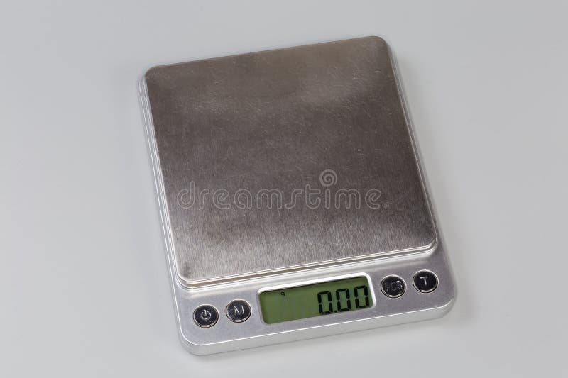 Empty Digital Table Top Scales on a Gray Background Stock Image - Image ...