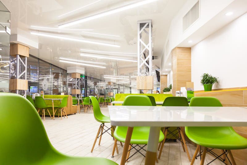 An Empty Dining Room Table in Cafeteria Stock Image - Image of business ...