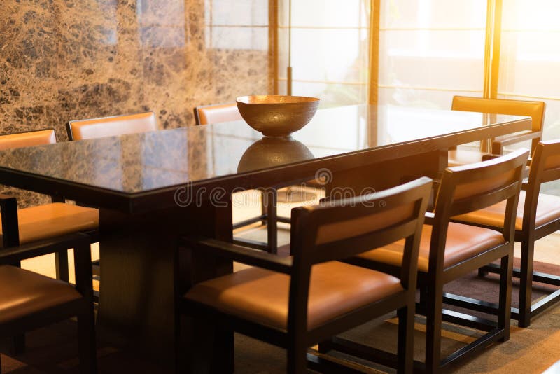 Empty Dining Table in Elegant Chinese Restaurant in the Morning. Stock ...