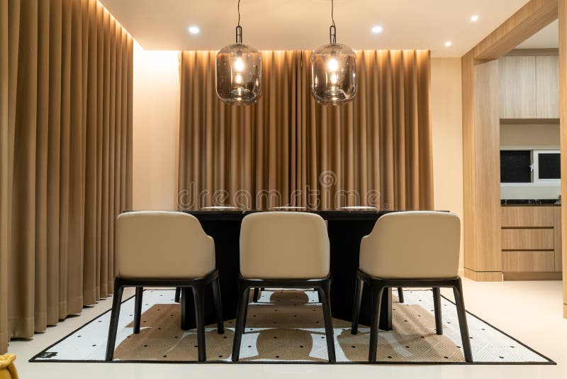 Empty Dining Table Set and Chair Stock Photo - Image of beautiful, fork ...