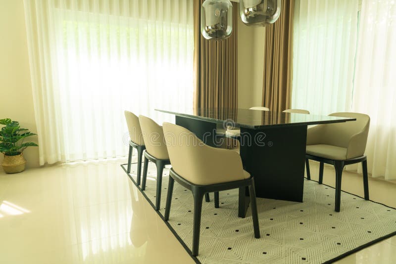 Empty Dining Table Set and Chair Stock Photo - Image of interior, food ...