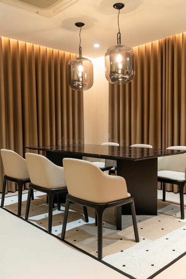 Empty Dining Table Set and Chair Stock Photo - Image of apartment, food ...