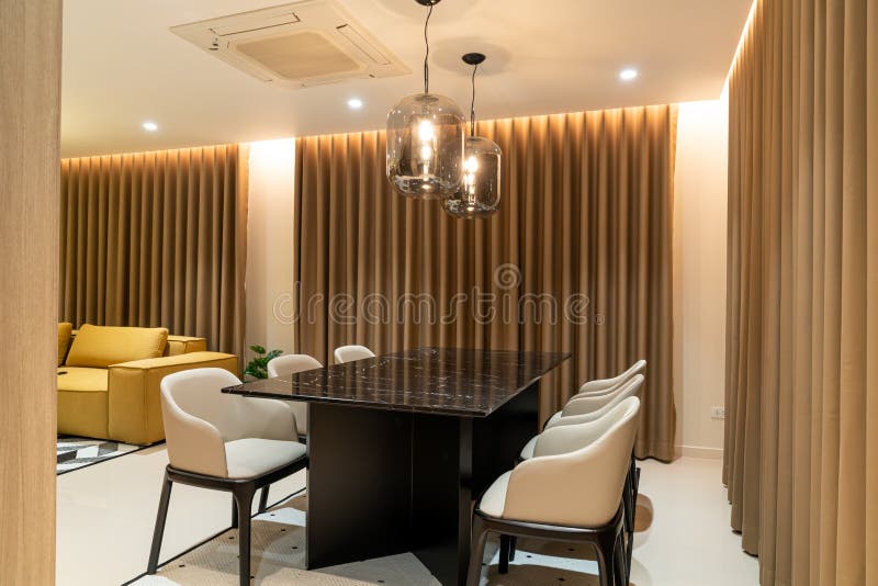 Empty Dining Table Set and Chair Stock Image - Image of decoration ...