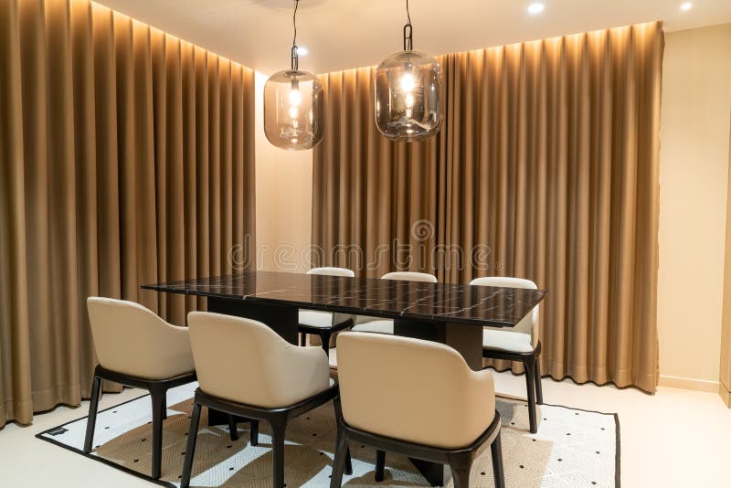 Empty Dining Table Set and Chair Stock Image - Image of home, fork ...