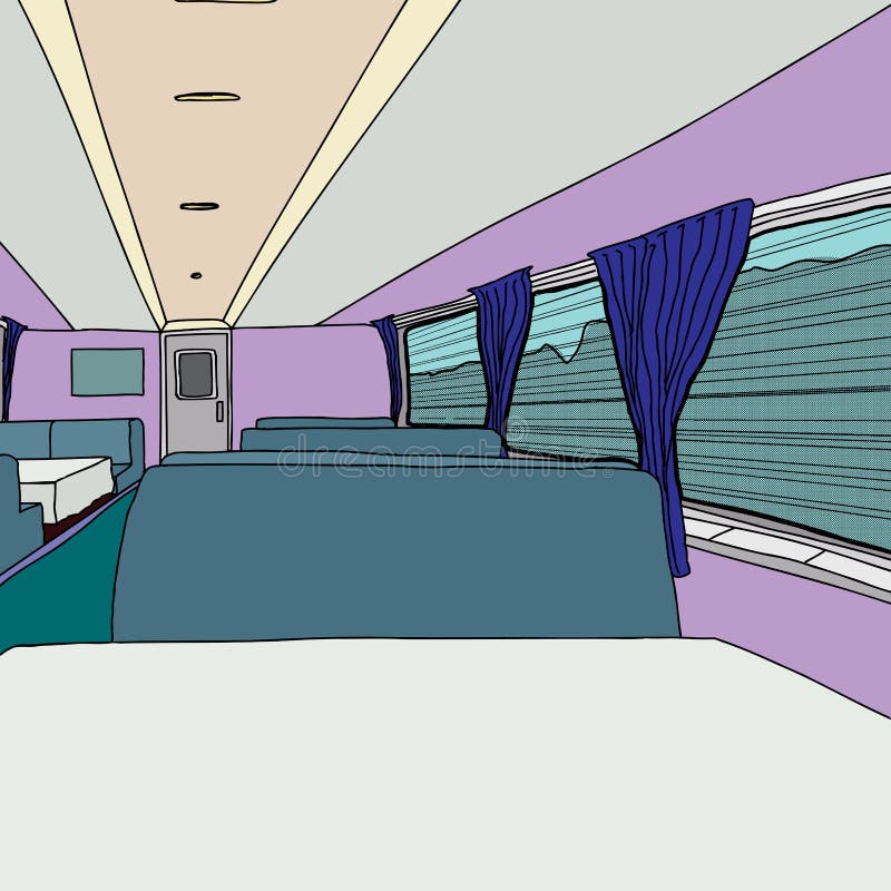 Empty Dinner Car on Train stock vector. Illustration of table - 37056270