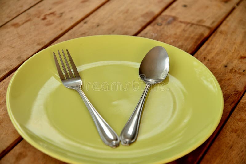 Plate Front View on Wood Background Stock Photo - Image of horizontal ...