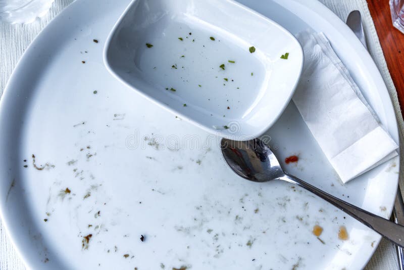 Empty Dinner Plate at an Outdoor Cafe Stock Photo - Image of left ...