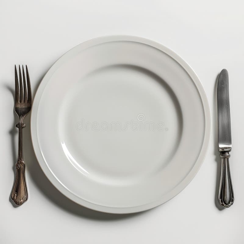 Empty Dinner Plate with Silverware Stock Image - Image of knife, meal ...
