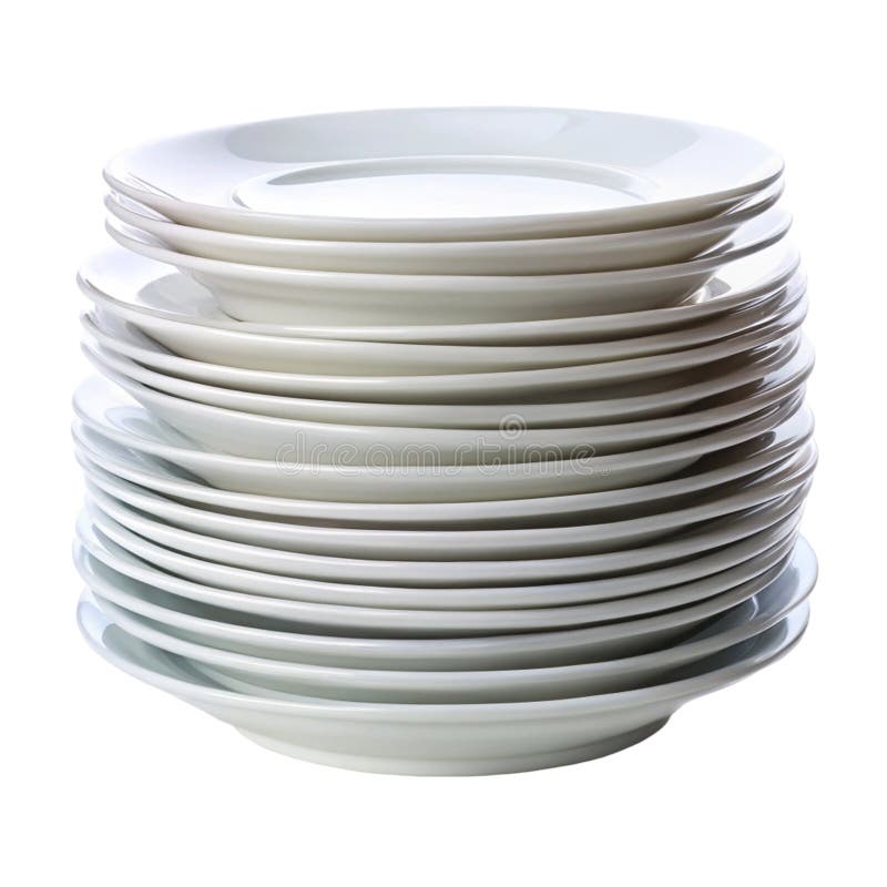Empty Dinner Plates Pile Isolated on White Background Stock ...