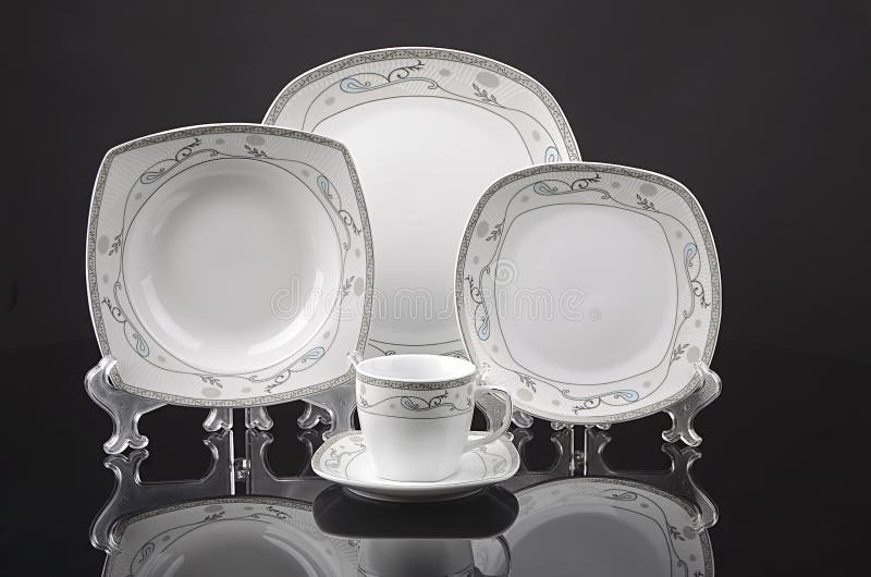 Empty dinner set isolated stock image. Image of breakfast - 87195909