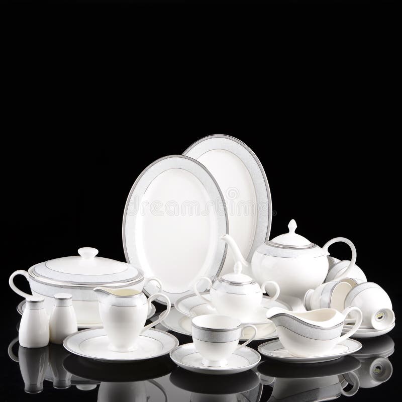 Empty dinner set isolated stock image. Image of bowl - 87539461