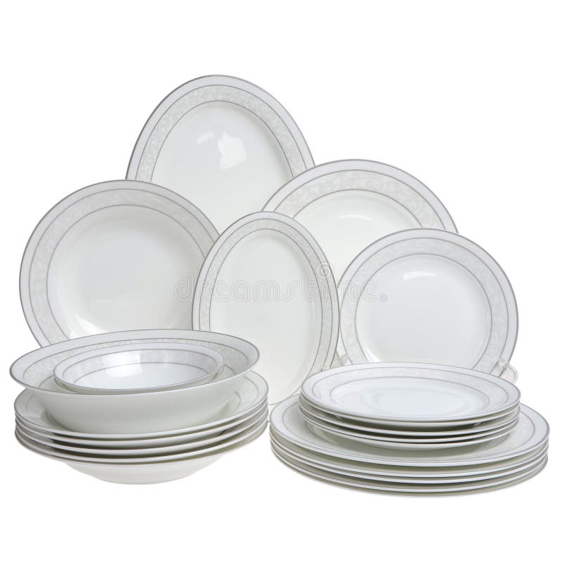 Empty dinner set isolated stock photo. Image of lunch - 87196878