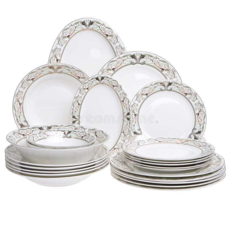 Empty dinner set isolated stock photo. Image of dishware - 87196410