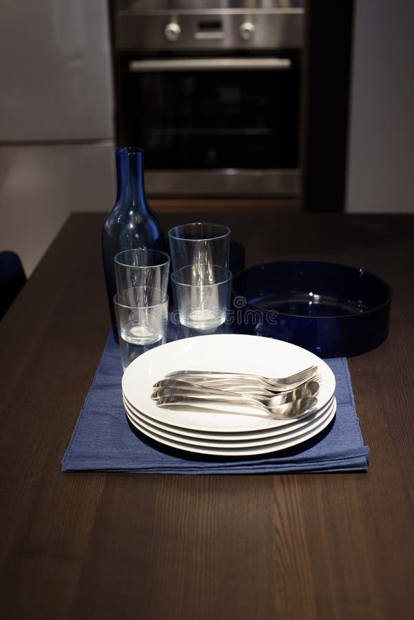 Dinner set on the table stock photo. Image of interior - 117581148