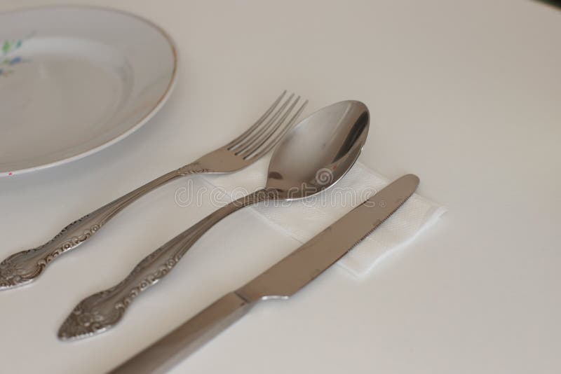 Clean Cooking Utensils for daily Use, Empty Dishes on a White Table ...