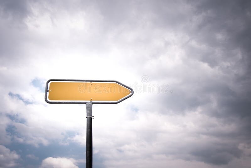 Empty Directional Road Sign with Pointing Arrow Stock Photo - Image of ...