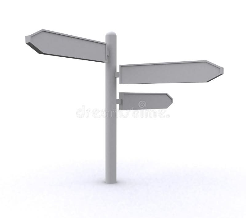 Empty Directional Sign Post Stock Illustration - Illustration of white ...